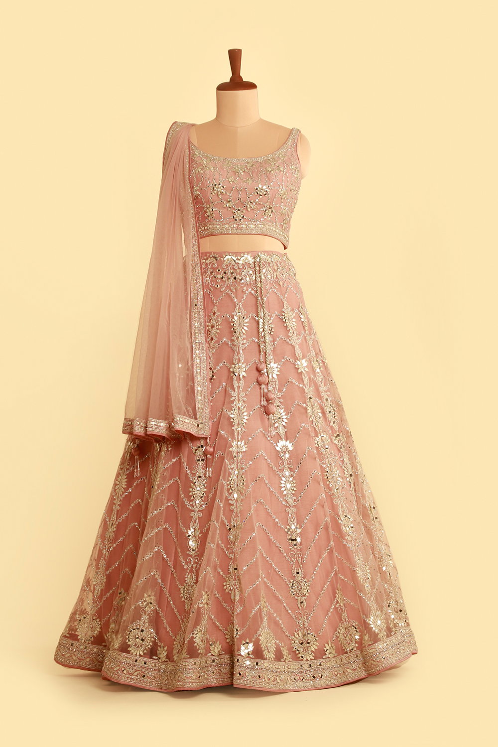PETAL PINK LEHENGA SET WITH ‘ABLA’ EMBROIDERY AND MATCHING BLOUSE AND ...