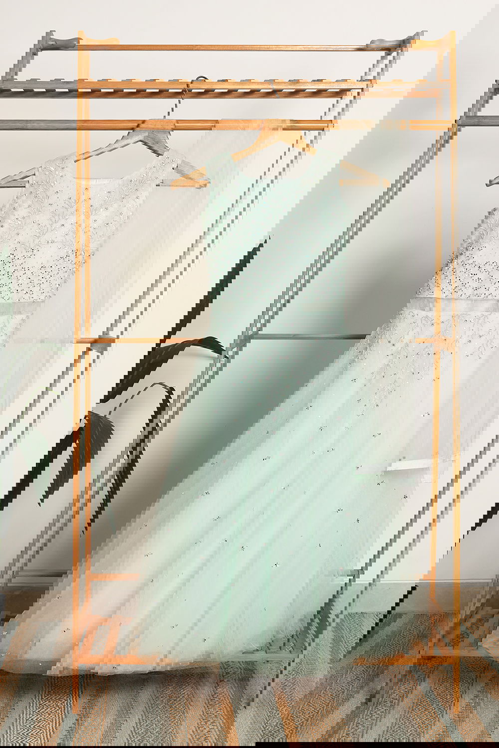 KIDS POWDER BLUE CLASSIC TULLE ANARKALI GOWN SET WITH ALL OVER SELF AND ...